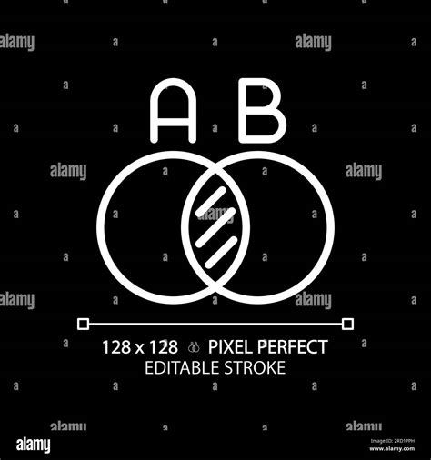 venn diagram white linear icon for dark theme stock vector image and art