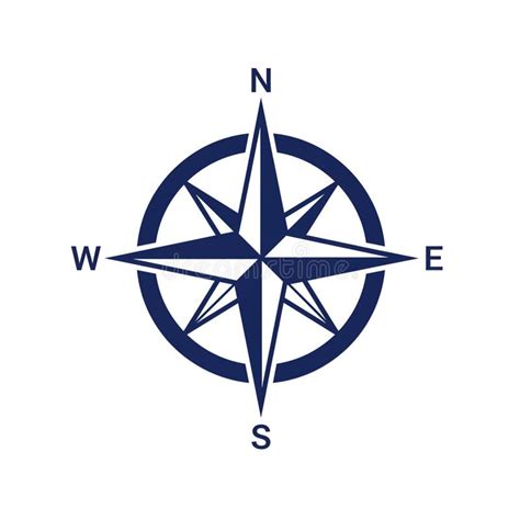A Navy Blue Compass Rose Design Against A White Background The Compass