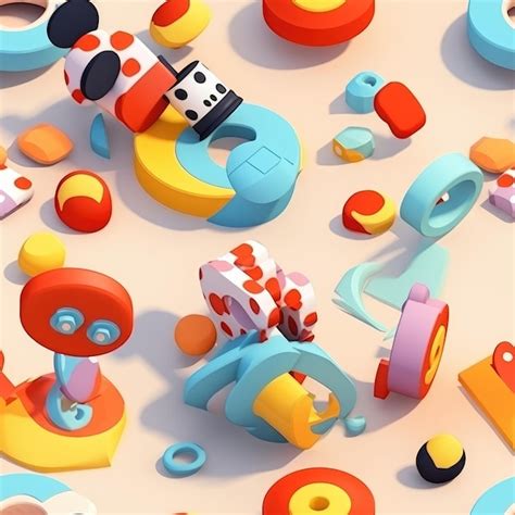 Premium Ai Image Seamless Tileable Patterns Of 3d Cartoon Elements That Are Continuous And