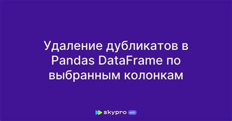 Удаление дубликатов в Pandas Dataframe по выбранным колонкам