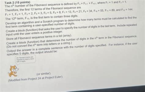 Solved Task 2 15 Points The Nth Number Of The Fibonacci