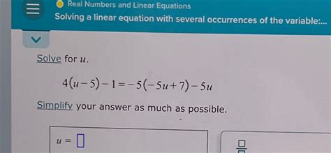 Solved Real Numbers And Linear Equationssolving A Linear