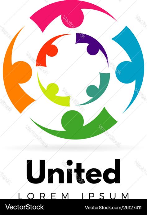 Colorful Unity People Logo Template Sign Symbol Vector Image