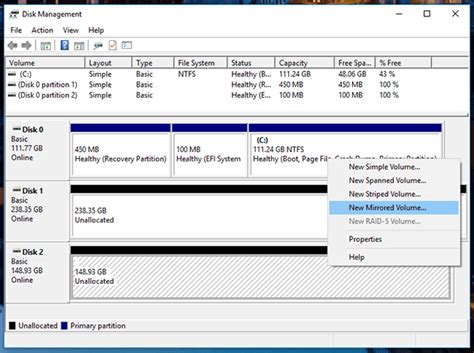 Create Storage Space And Mirrored Volume In Windows