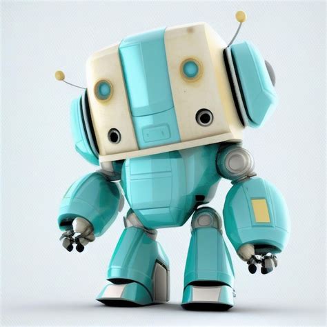 제너레이티브 Ai 기술로 생성된 고립된 배경의 작고 귀여운 로봇의 캐릭터 디자인 프리미엄 사진
