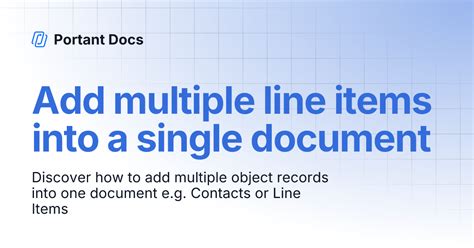 Add Multiple Line Items Into A Single Document Portant Docs
