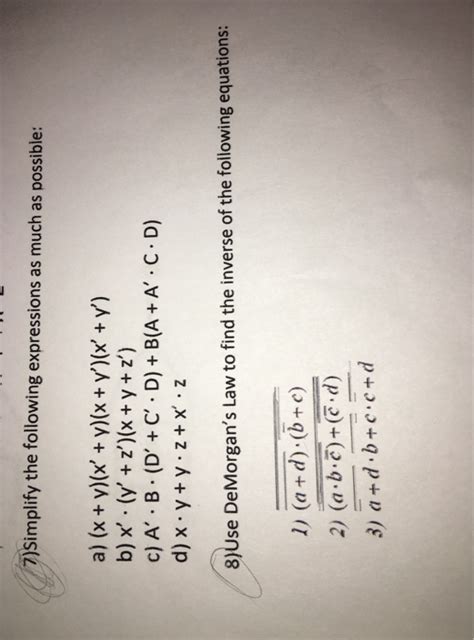 Solved Simplify The Following Expressions As Much As