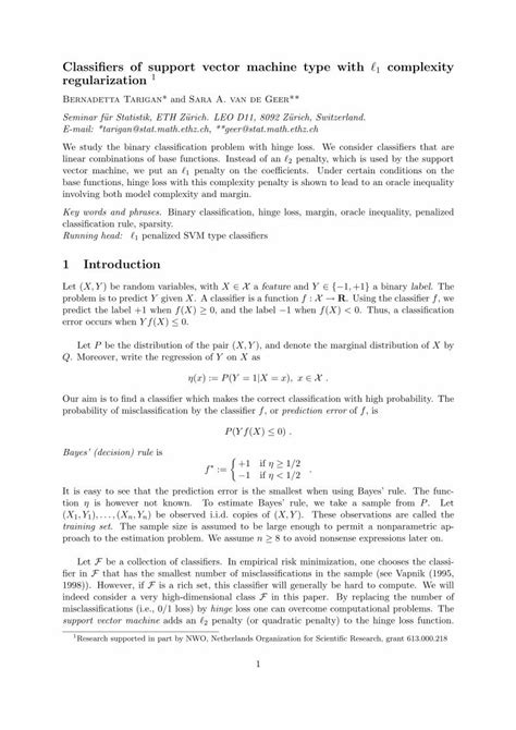 pdf classiﬁers of support vector machine type with complexity …stat