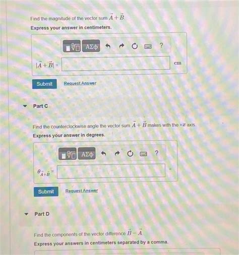 Solved 142 Vector A Has Components Az 140 Cm Ay 225