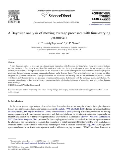 pdf a bayesian analysis of moving average processes with time varying parameters