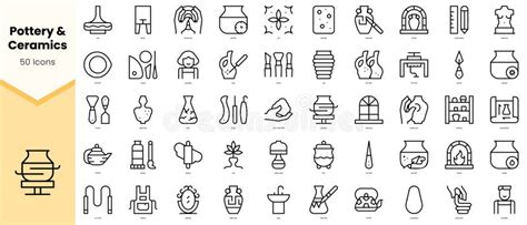 Set Of Pottery And Ceramics Icons Simple Line Art Style Icons Pack
