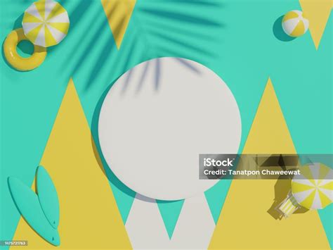 3d는 여름 배경이 있는 야자수 잎의 그림자가 있는 제품을 모형화하고 전시하기 위한 흰색 빈 실린더 프레임의 평면도를 렌더링합니다 종이에 대한 스톡 사진 및 기타 이미지