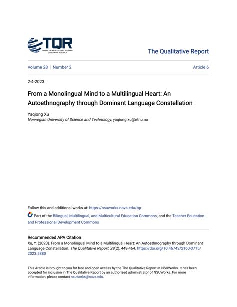 Pdf From A Monolingual Mind To A Multilingual Heart An