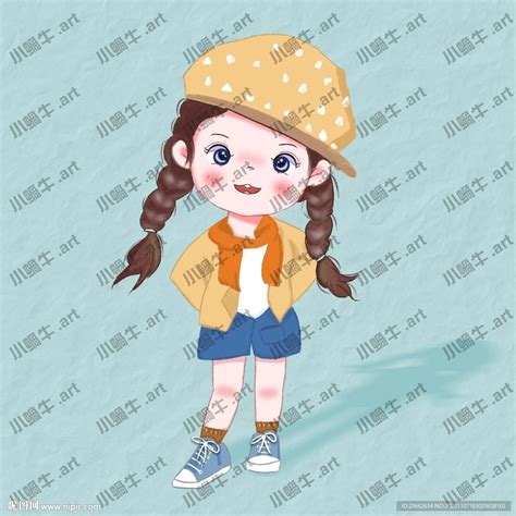 戴帽子的小女孩设计图 动漫人物 动漫动画 设计图库 昵图网