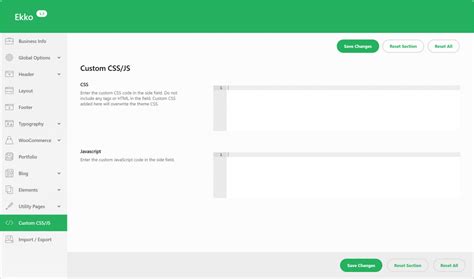 Custom CSS JS Ekko Theme Documentation