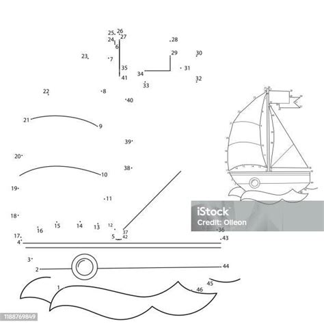 아이들을위한 퍼즐 게임 숫자 게임 만화 항해 선박입니다 어린이를위한 교통의 이미지입니다 색칠 공부 범선 레크리에이션 선박에 대한