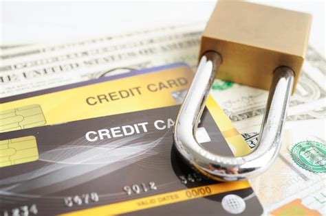 Premium Photo Credit Card With Password Key Lock Security Finance Business Concept