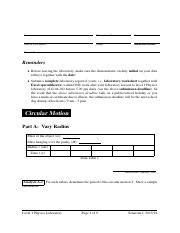 Expt CircularMotion Worksheet Pdf Name Matriculation Number Date Name Of Lab Partner S