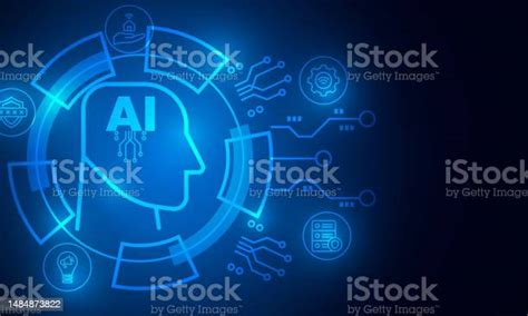 기계 학습 그림 개념입니다 회로 기판과 빛나는 조명 아이콘이 있는 로봇 3차원 형태에 대한 스톡 벡터 아트 및 기타 이미지 3차원 형태 가상현실 공장 산업 건물