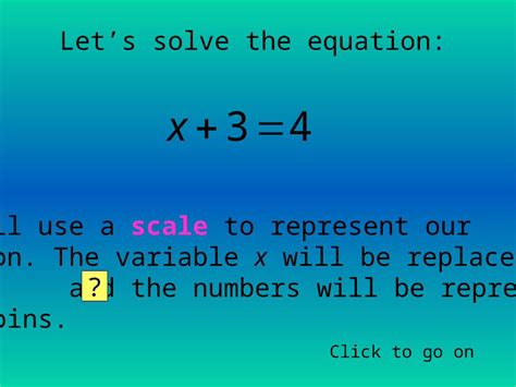 Ppt Lets Solve The Equation We Shall Use A Scale To Represent Our Equation The Variable X