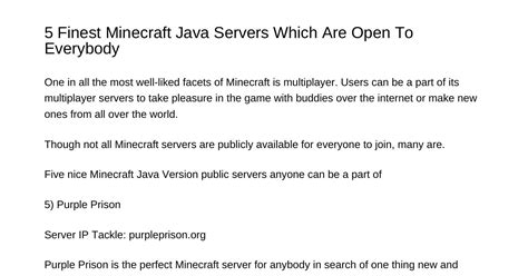 5 Greatest Minecraft Java Servers That Are Open To Everyonerlssbpdfpdf Docdroid