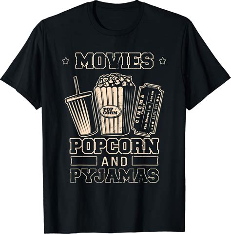 Movies Night Snack Popcorn Lover Pyjamas T Popcorn T Shirt Clothing Shoes