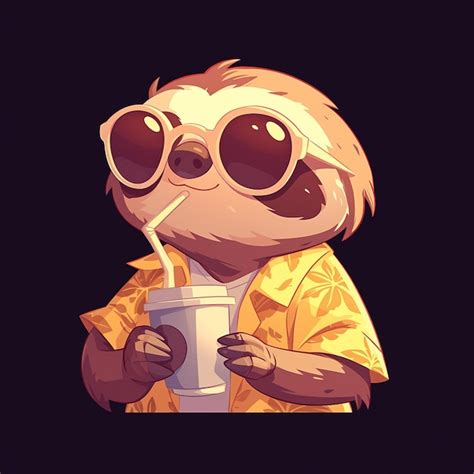 Premium Vector A Lazy Sloth Reporter Cartoon Style