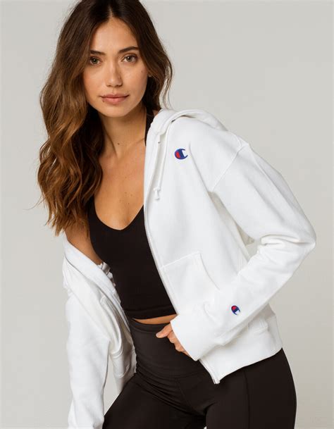 Champion Reverse Weave Womens Zip Hoodie White Tillys