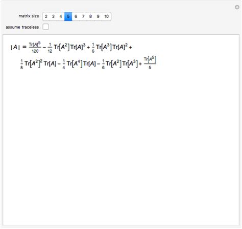 the determinant using traces wolfram demonstrations project