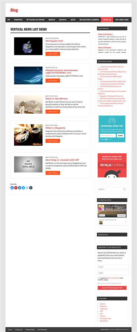 Vertical News Scroller Wordpress Plugin
