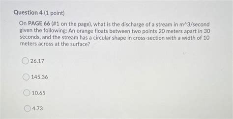 Solved Stream Discharge Stream Discharge Is A Measurement Of Chegg Com