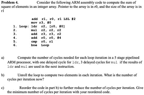 Solved Problem Consider The Following ARM Assembly Code Chegg