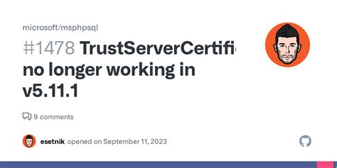 trustservercertificate no longer working in v5 11 1 · issue 1478