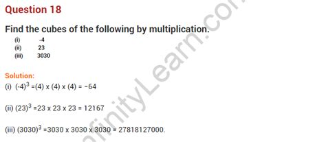 Extra Questions Cubes And Cube Roots Class Maths Chapter