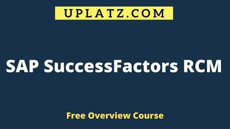 Overview Course Sap Successfactors Rcm Training And Certification Sap