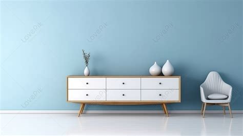 멋진 3d 렌더링 파란색 벽을 배경으로 빈 거실에 있는 현대적인 흰색 나무 화장실 화장 배경 살다 배경 현대적 배경 이미지 Hd 화장 살다 현대적 배경 사진