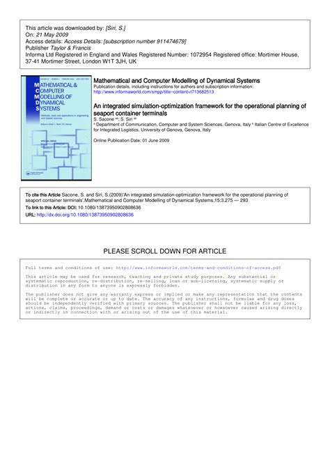 Full Article An Integrated Simulation Optimization Framework For The Operational Planning Of