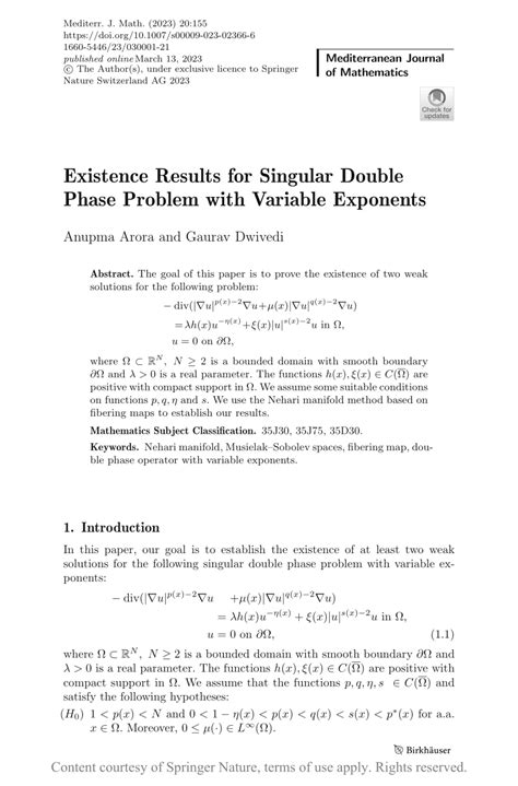 existence results for singular double phase problem with variable exponents request pdf