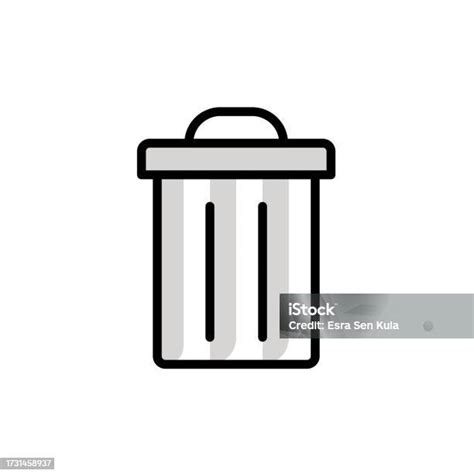 편집 가능한 스트로크가 있는 범용 선 아이콘 디자인을 휴지통에 버리십시오 웹 페이지 모바일 앱 Ui Ux 및 Gui 디자인에 적합합니다 낙서 드로잉에 대한 스톡 벡터 아트