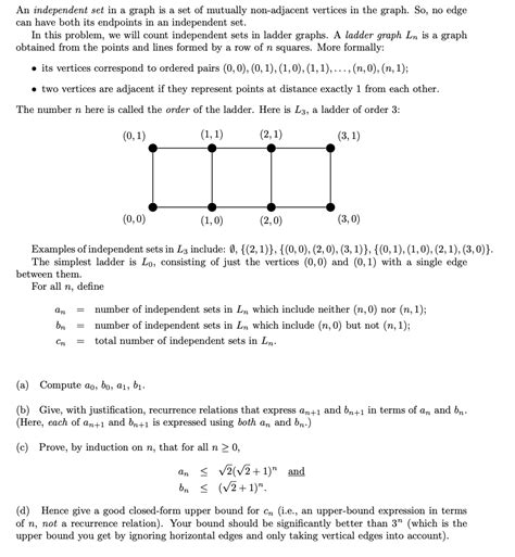 Solved An Independent Set In A Graph Is A Set Of Mutually