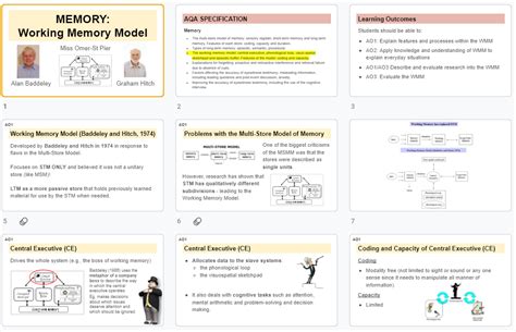 Memory Working Memory Model Teaching Resources