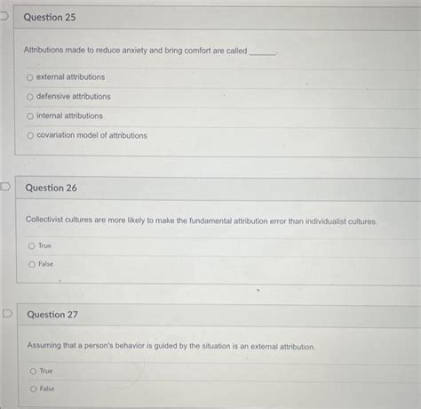 Solved Attributions Made To Reduce Anxiety And Bring Comfort
