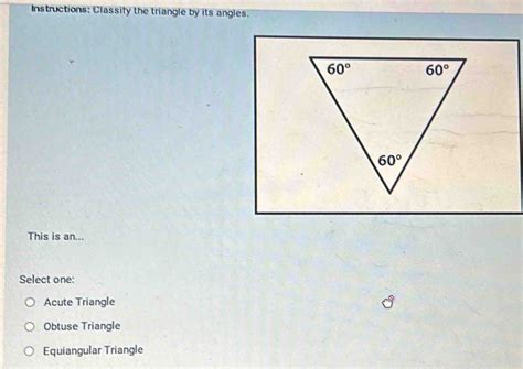 solved instructions classify the triangle by its angles this is an