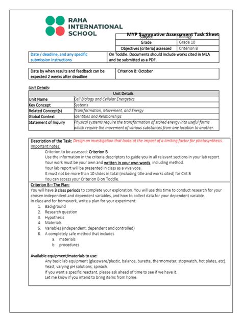 Photosynthesis Lab Task Sheet Pdf Photosynthesis Hypothesis