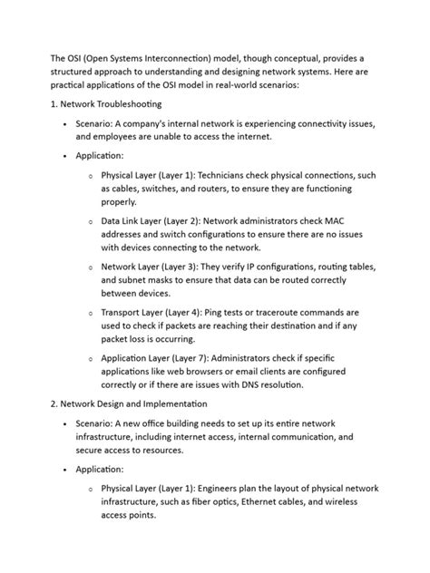 Practical Applications Of The Osi Model In Real World Scenarios Pdf Computer Network Osi Model