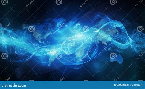 Digital World Map With Blue Light Trails Stock Image Image Of Dynamic Trails 324726531