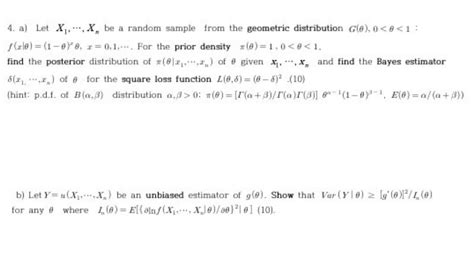 Solved A Let X Xn Be A Random Sample From The Chegg