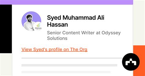 Syed Muhammad Ali Hassan Senior Content Writer At Odyssey Solutions The Org