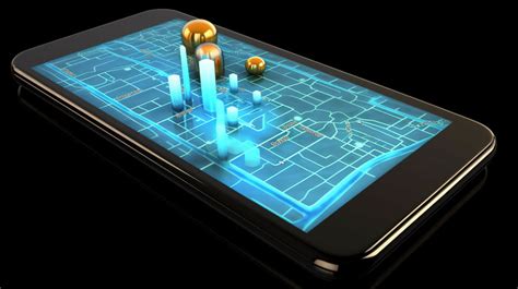 Map Route 3d Mobile Device Displaying With Blue Pointer And Backgrounds