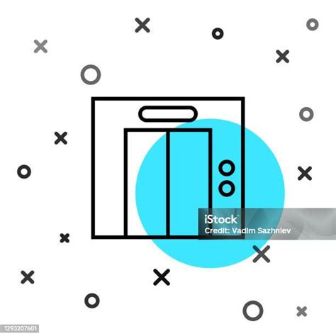 흰색 배경에 격리된 블랙 라인 리프트 아이콘입니다 엘리베이터 기호 임의동적 모양 벡터 강철에 대한 스톡 벡터 아트 및 기타